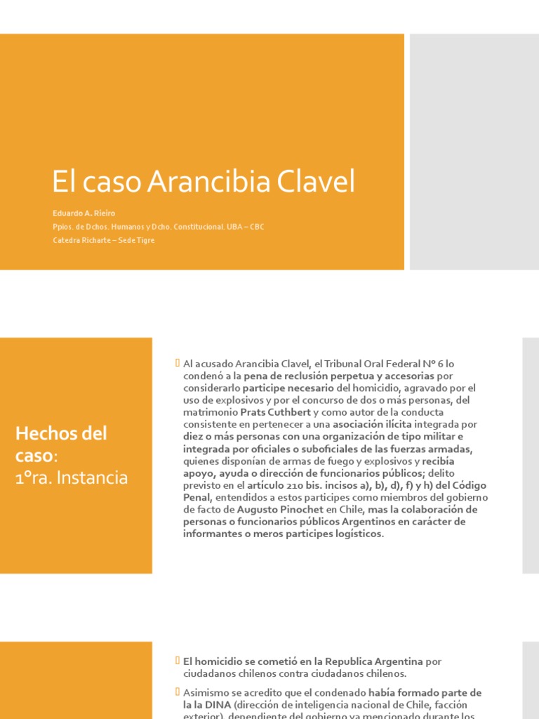 El Caso Arancibia Clavel: Eduardo A. Rieiro | PDF | Crímenes contra la humanidad | Derecho penal
