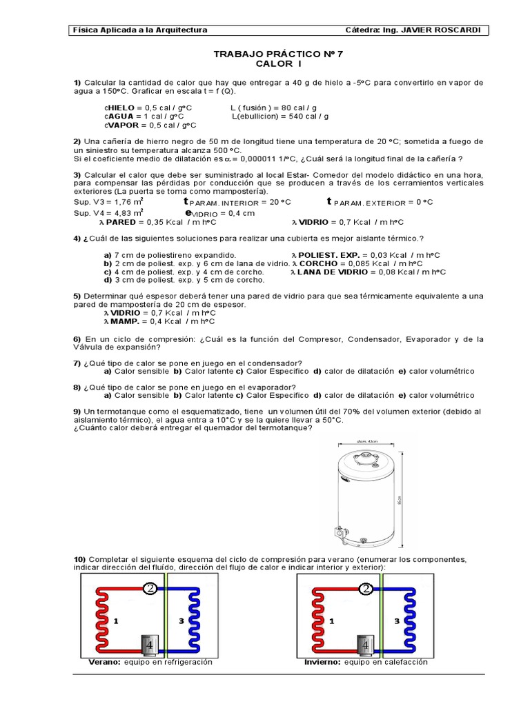 TP7 - Calor I | PDF | Calor | Refrigeración