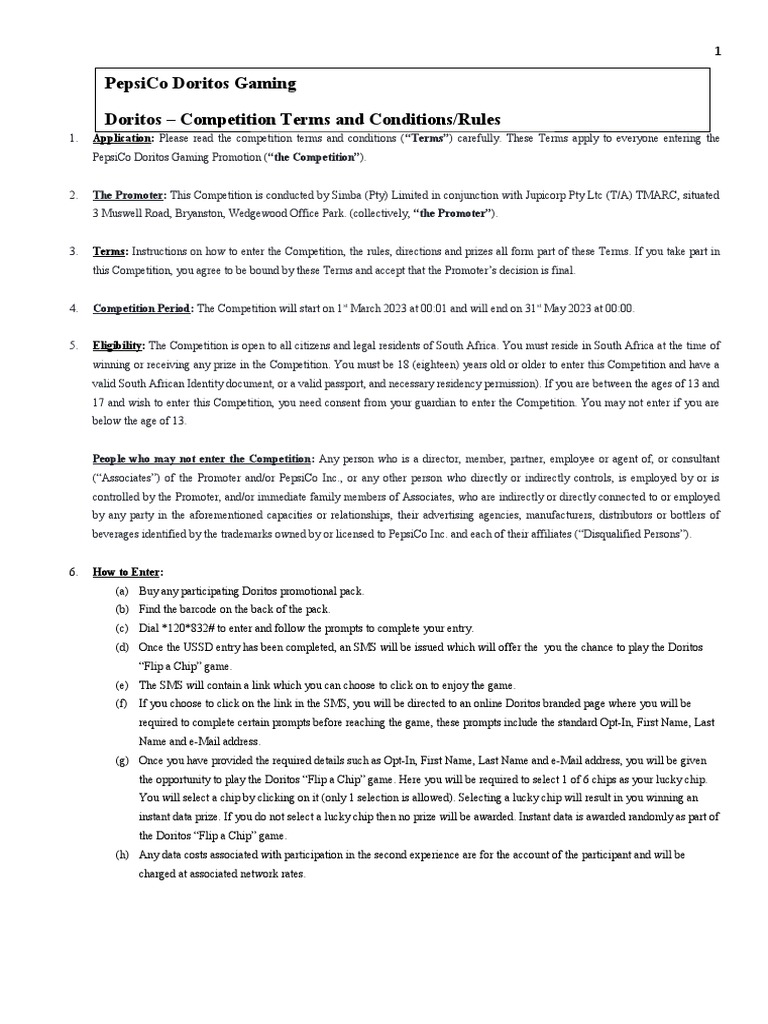 Doritos Xbox Gaming Competition 2023 | PDF | Indemnity | Internet