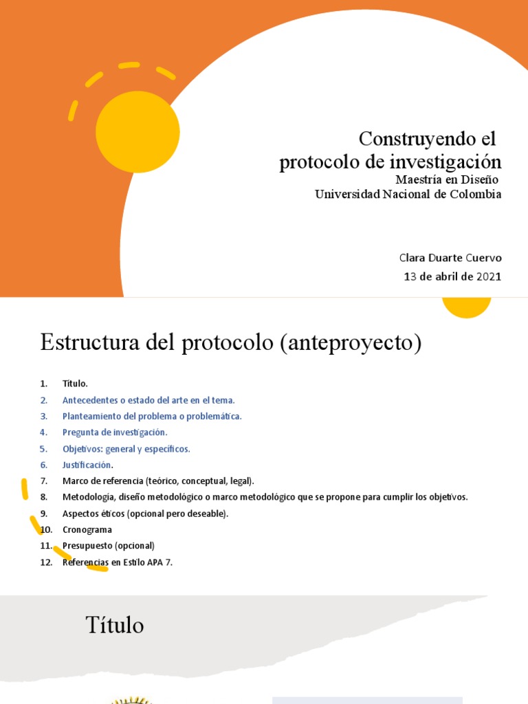 Construcción del protocolo de investigación para el proyecto de maestría en diseño: Estructura y ...