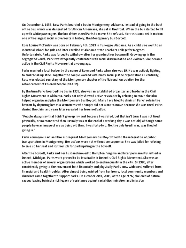 The Catalyst for Change: Rosa Parks and the Montgomery Bus Boycott ...