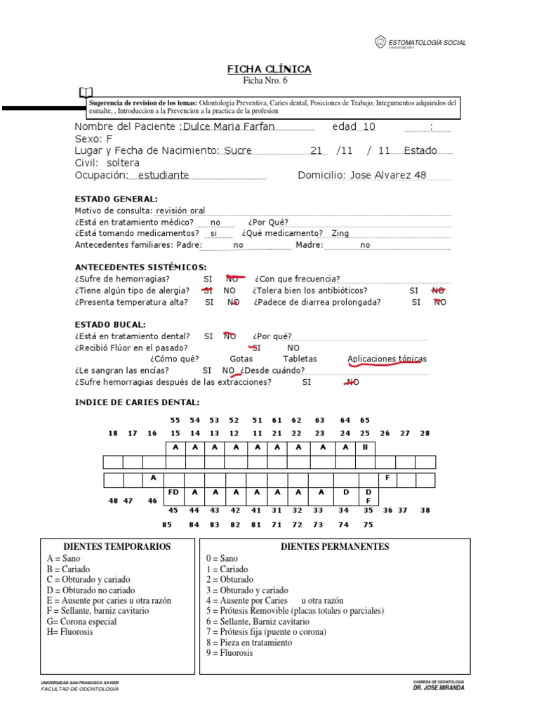 7 Ficha Clinica | PDF | Higiene oral | Dentadura postiza