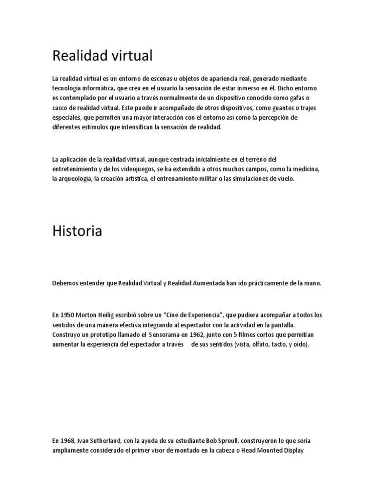 Realidad Virtual | PDF | Realidad virtual | Realidad aumentada