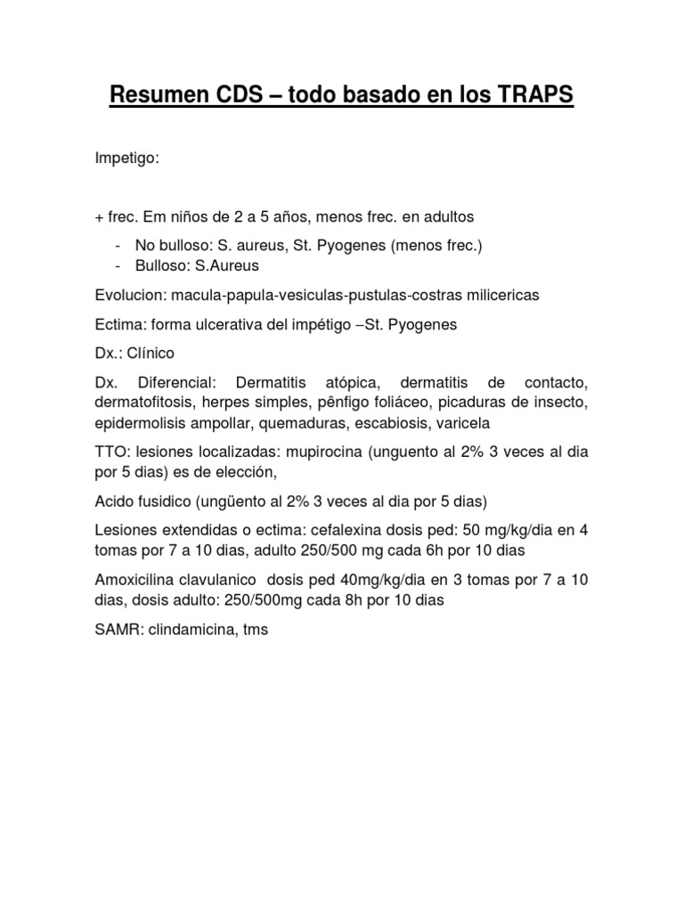 Traps Resumen | Descargar gratis PDF | Tuberculosis | Efecto adverso