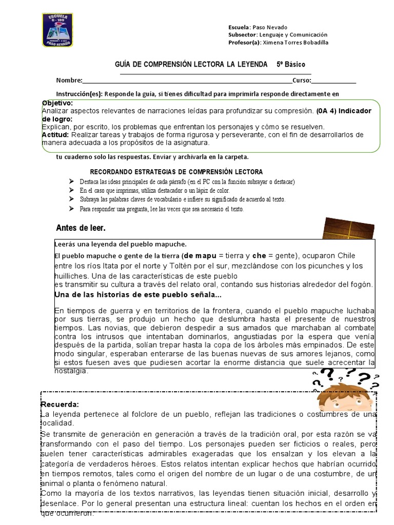 5°-Básico-Lenguaje-Guía-de-la-leyenda (1) | PDF