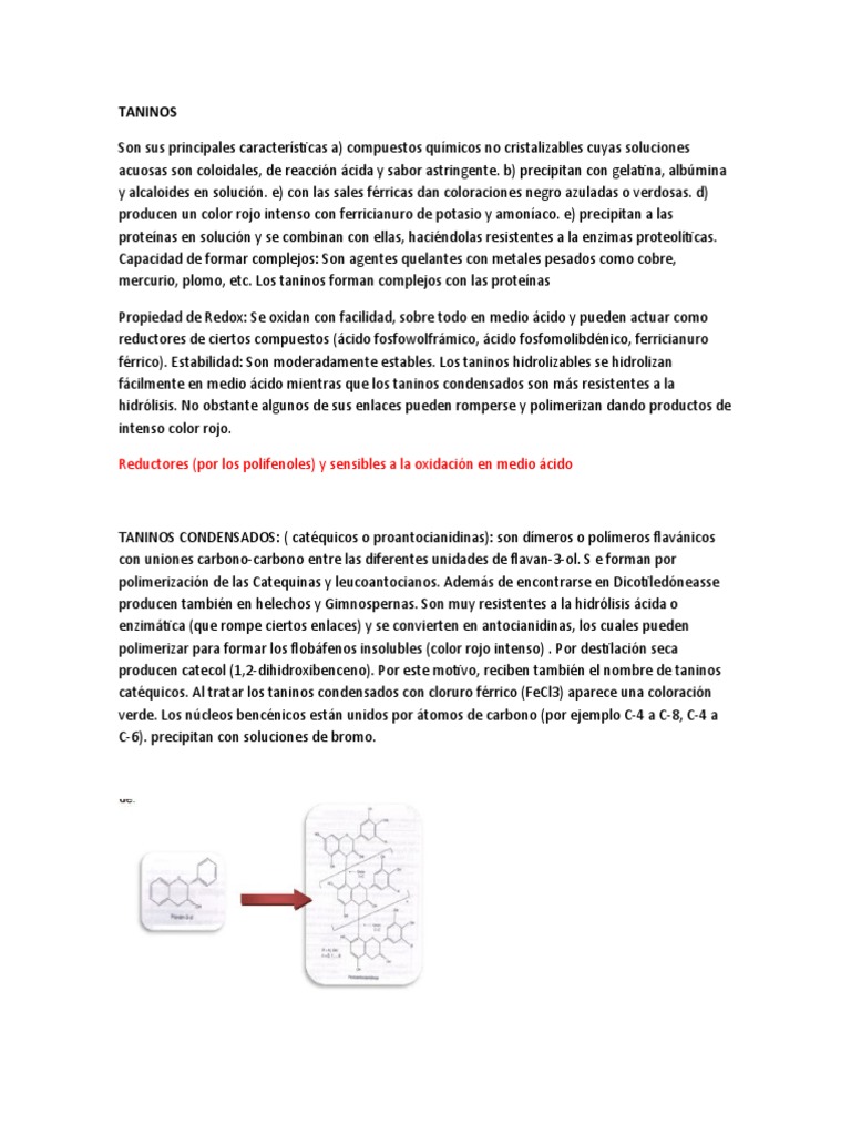 Características y Tipos de Taninos | PDF | Ácido | Hidrólisis