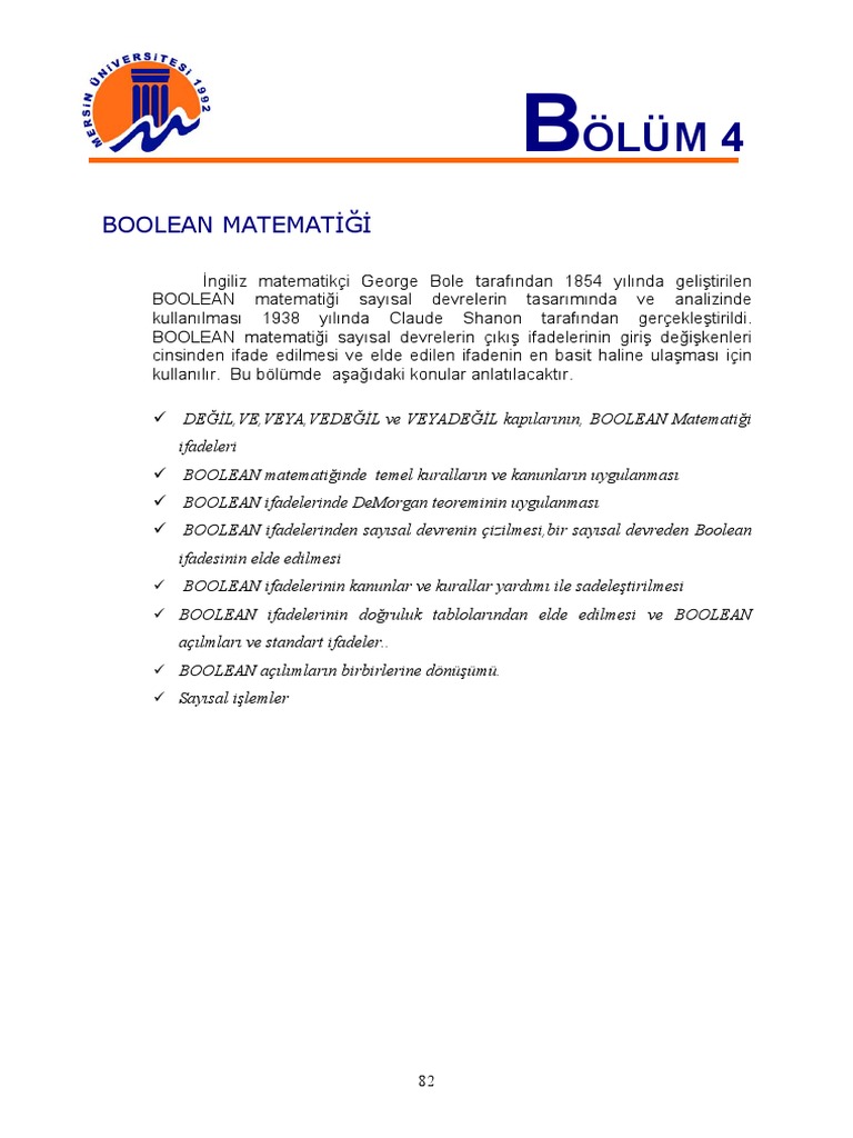 4 - Boolen Matemati̇ği̇ | PDF