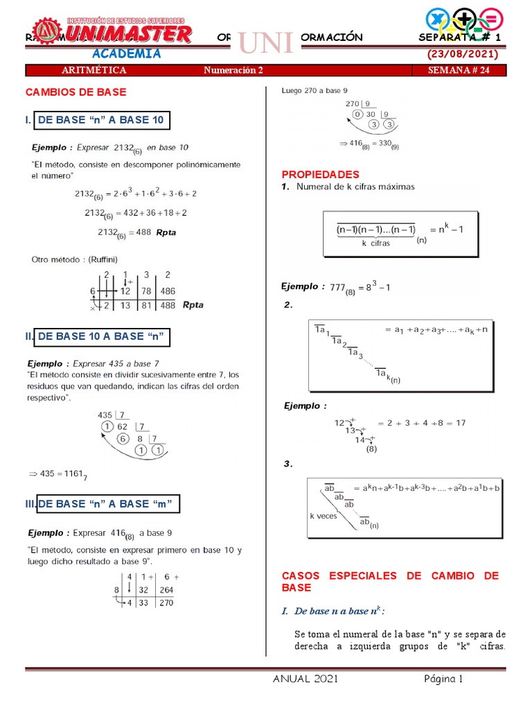 Arit - Numeración 2 | PDF | Matemáticas | Algoritmos