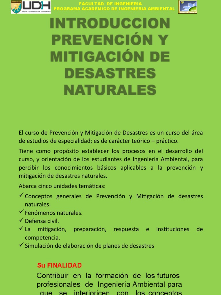 Introduccion Prevención Y Mitigación de Desastres Naturales | PDF | Reducción de Desastres ...