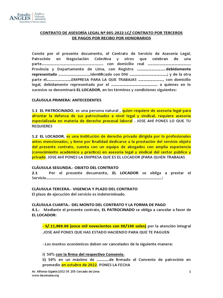 Contrato Por Terceros | PDF | Derecho laboral | Economias