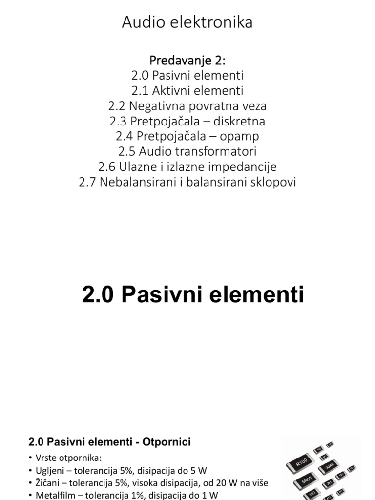 Audio Elektronika: Predavanje 2 | PDF