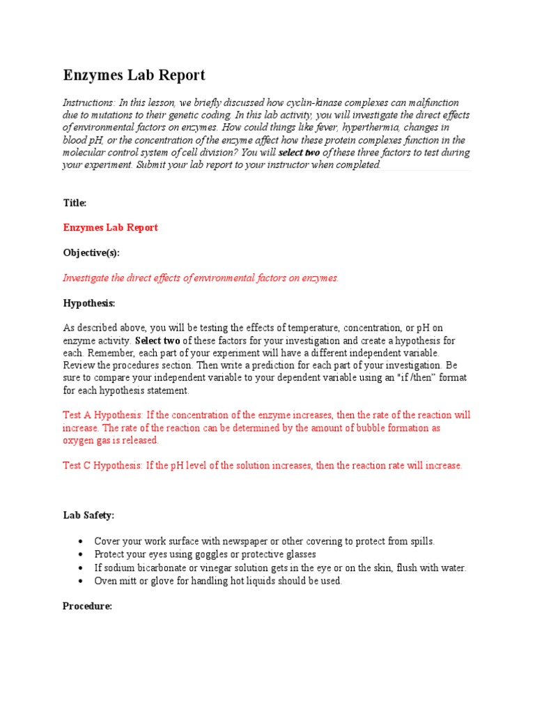 The Effects of Environmental Factors on Enzyme Activity | PDF | Ph ...