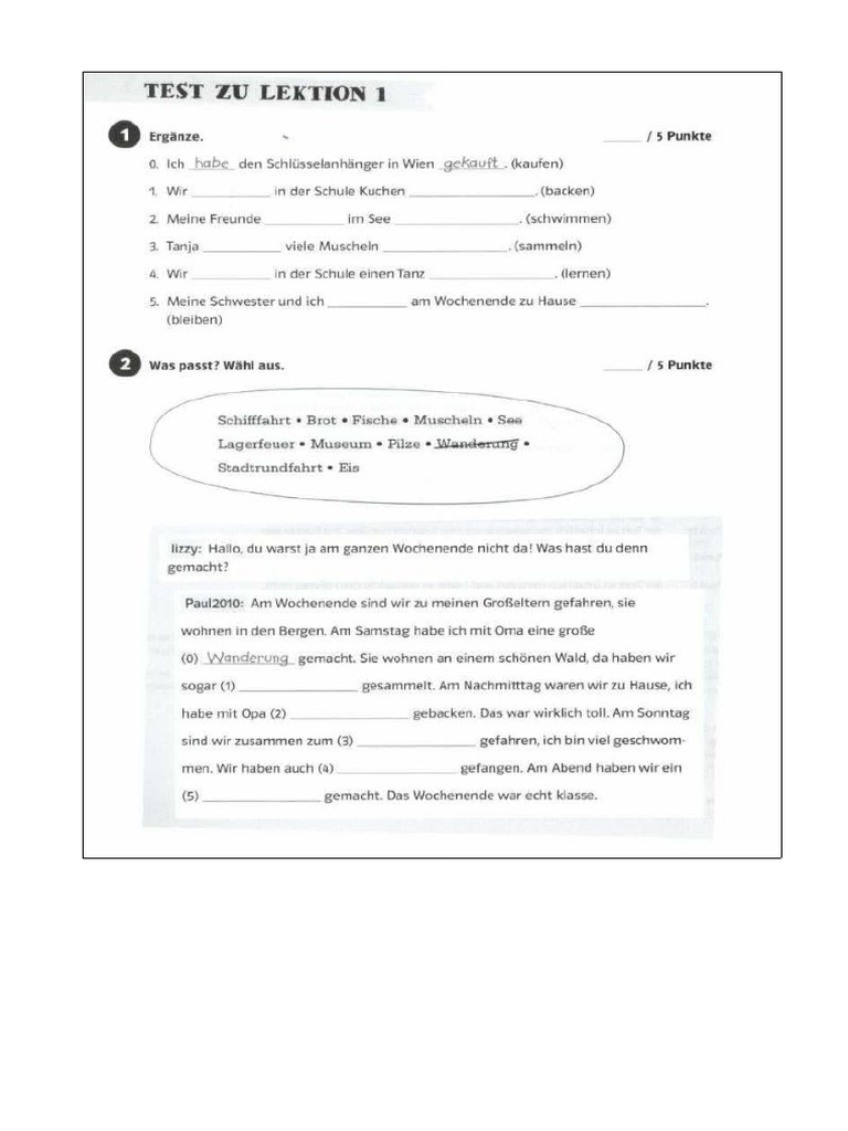 Test Lektion 1 A2 | PDF