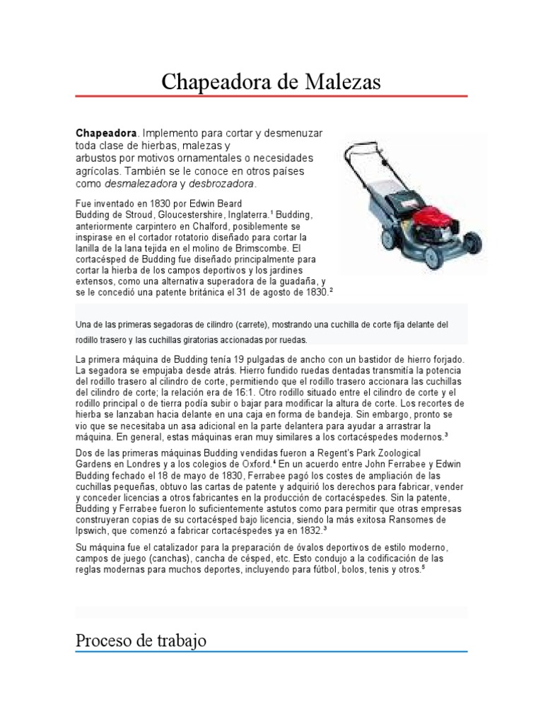 Chapeadora de Malezas | PDF | Cortacésped | Bienes manufacturados
