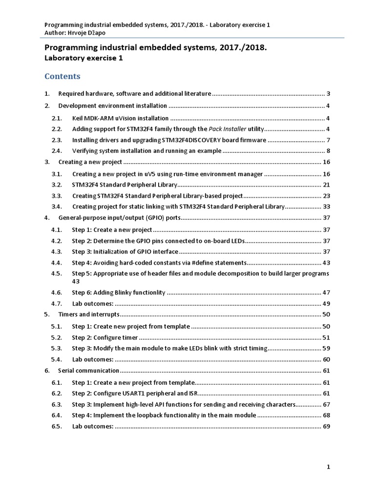 Programming Industrial Embedded Systems, 2017./2018.: Laboratory Exercise 1 | PDF | Computer ...