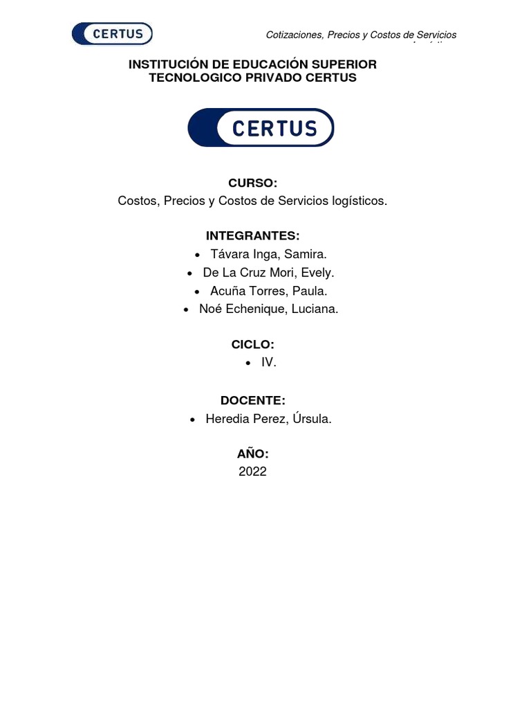 Institución de Educación Superior Tecnologico Privado Certus | PDF | Procesos de negocio ...