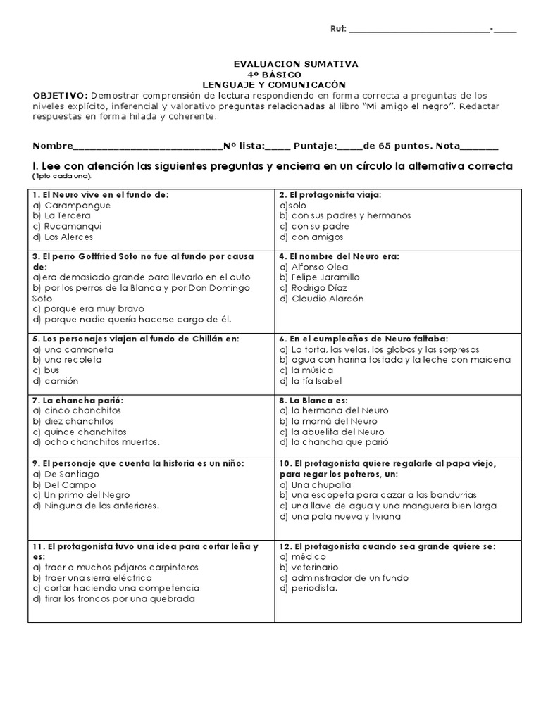 Evaluación de "Mi amigo el negro" | PDF | Novela negra, policíaca y ...