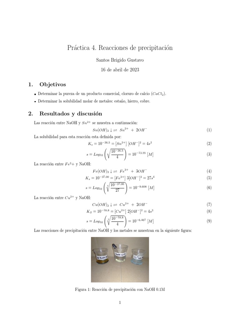 PR Ctica 4 Reacciones de Precipitaci N | PDF | Precipitación (Química) | Compuestos químicos