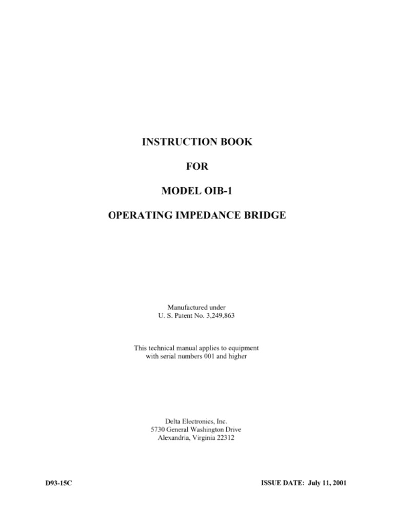 Delta OIB-1 Operations Manual | PDF