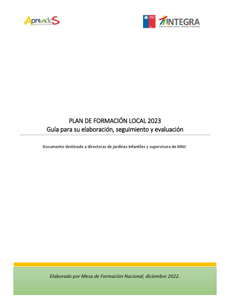 Guía del Plan de Formación Local 2023 | PDF | Educación de la primera ...