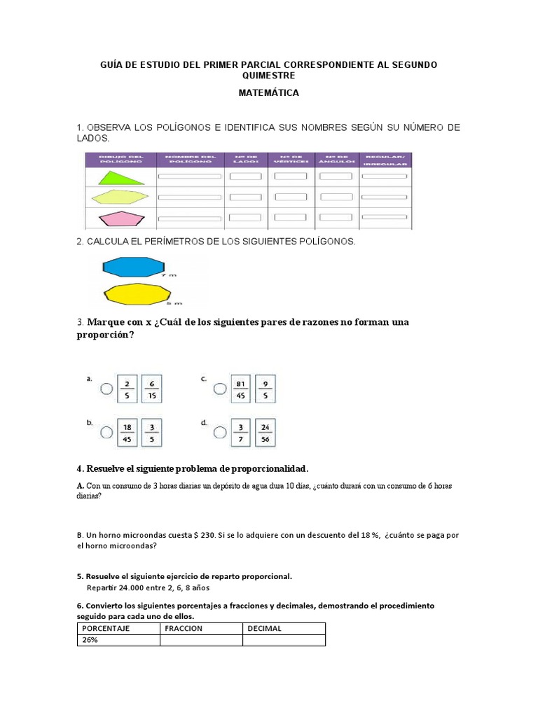 Marque Con X ¿Cuál de Los Siguientes Pares de Razones No Forman Una ...