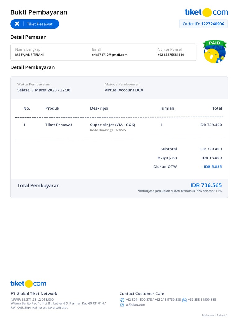 Receipt - Order Id 1227240906 | PDF