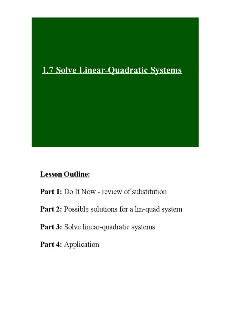 Solving Linear-Quadratic Systems | PDF