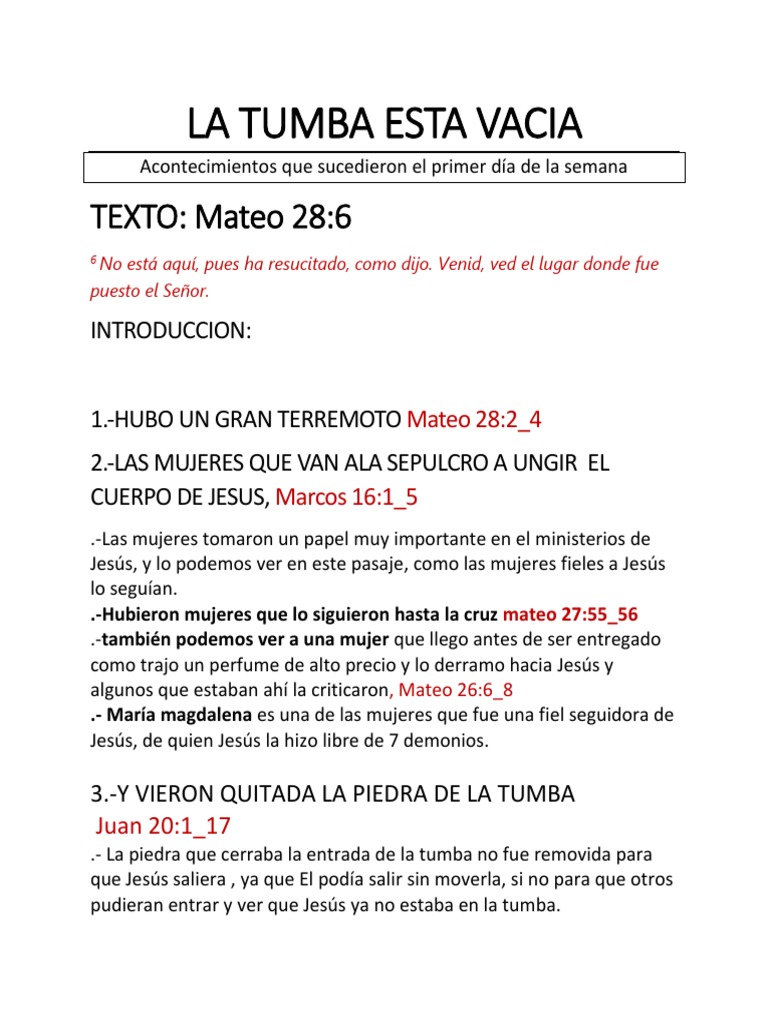 La Tumba Esta Vacia | PDF | Jesús | Juan el apóstol