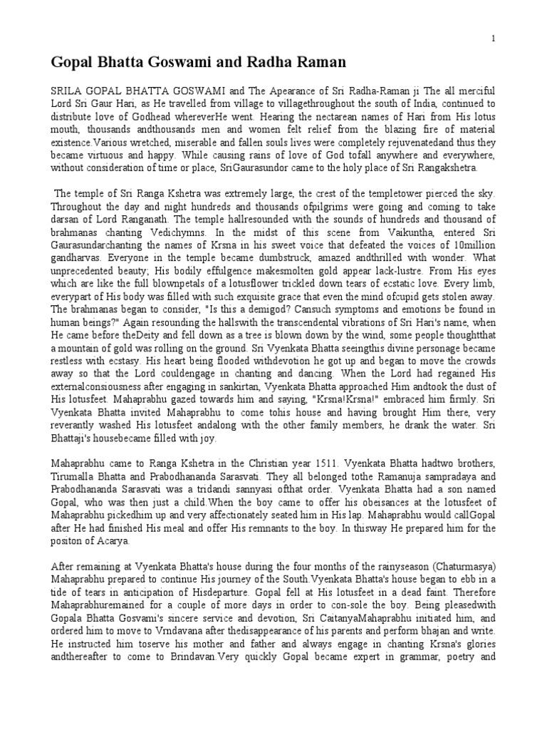 Gopal Bhatta Goswami and Radha Raman | PDF | Monotheistic Religions | Indian Religions