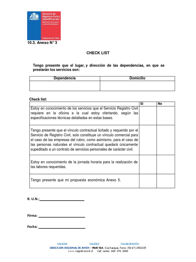 ANEXO N°3 Check List | PDF