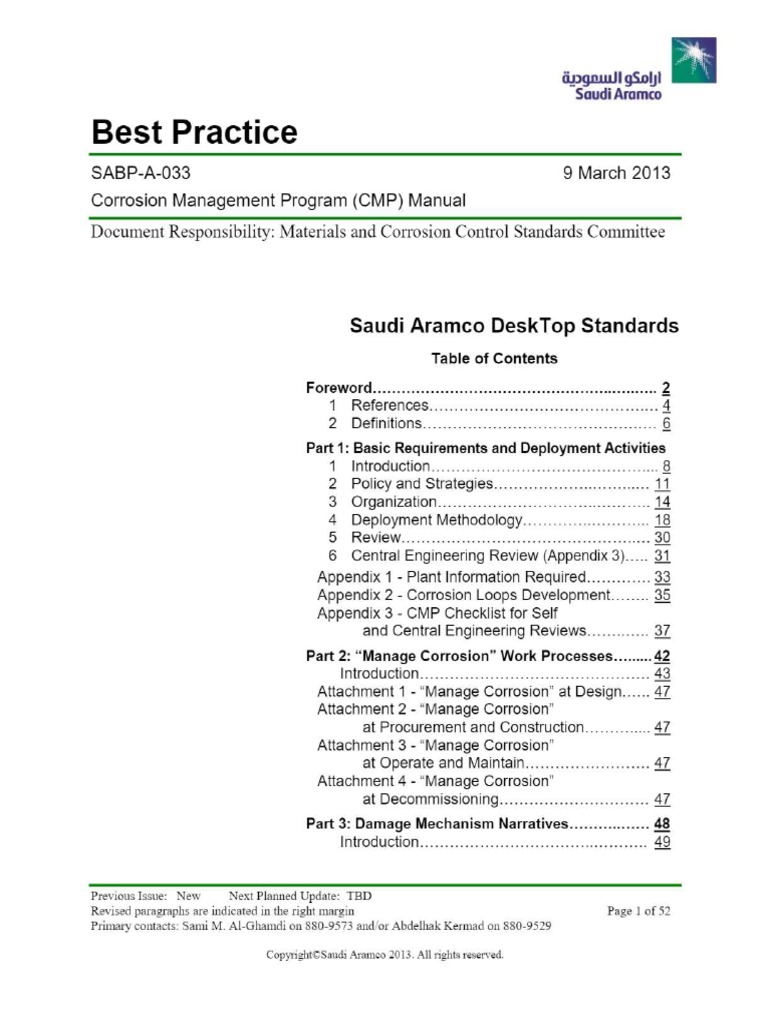 SABP-A-033 Corrosion Managment Program CMP | PDF