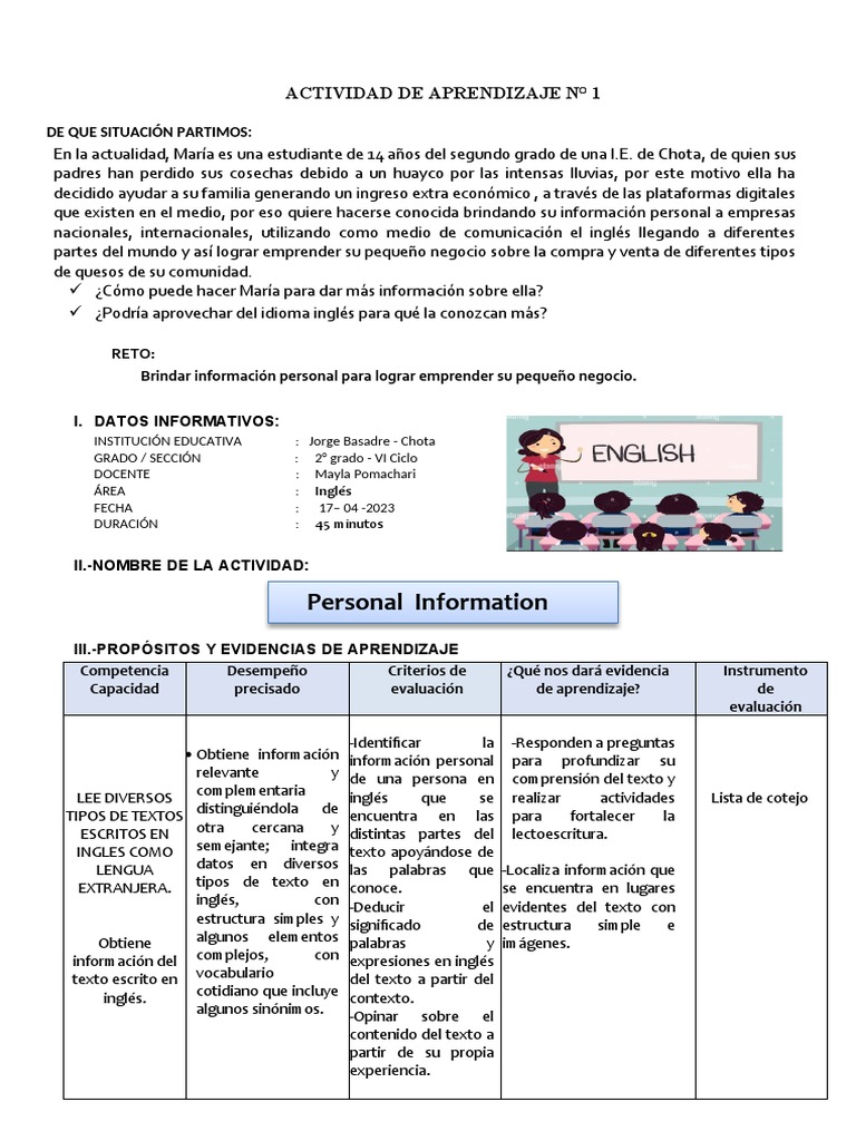 Personal Information 2 | Descargar gratis PDF | Aprendizaje | Información