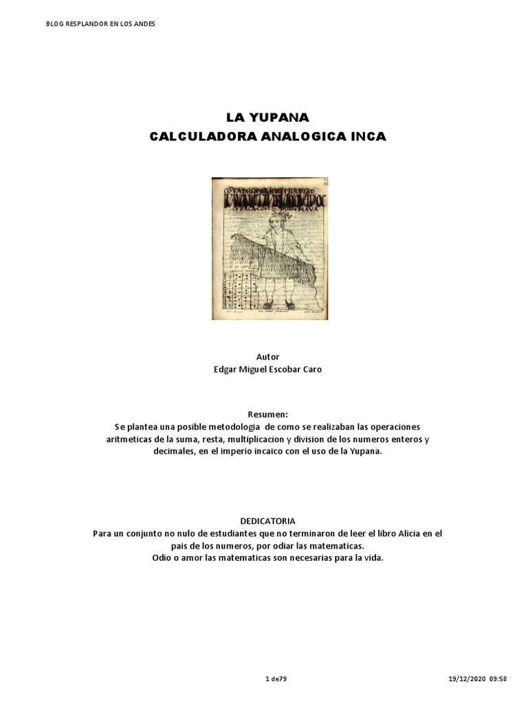 La Yupana Calculadora Analogica Inca | PDF | División (Matemáticas ...