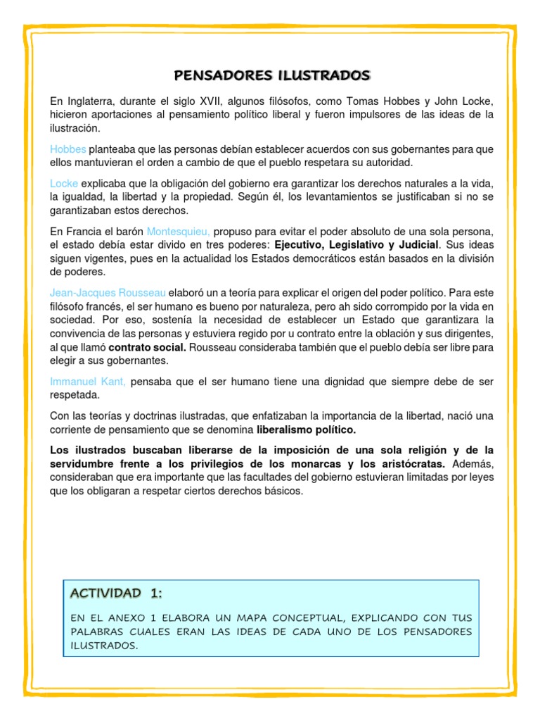 Pensadores Ilustrados | PDF | Liberalismo | Jean-Jacques Rousseau