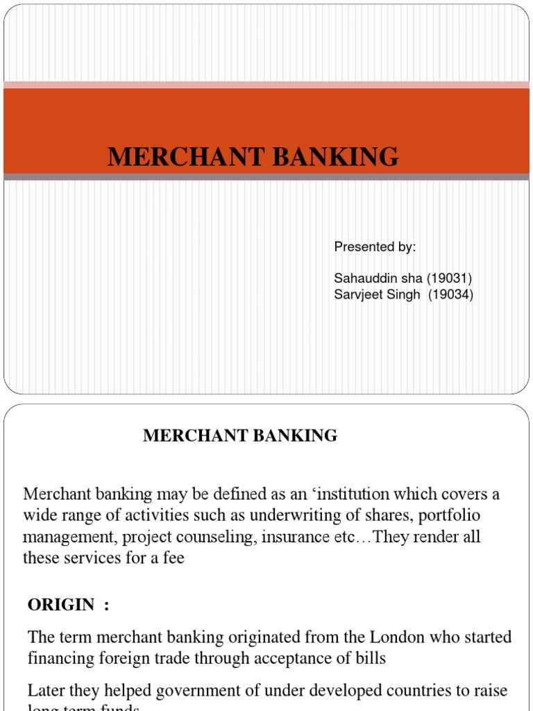 Presentation On Merchant Banking | PDF | Securities (Finance) | Banks