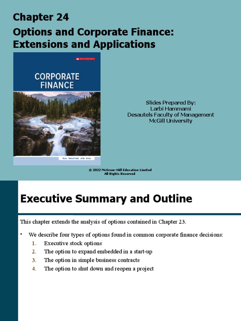 RossCF9ce PPT Ch24 | PDF | Option (Finance) | Employee Stock Option
