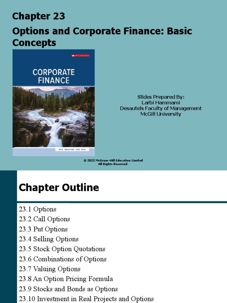 RossCF9ce PPT Ch23 | PDF | Option (Finance) | Put Option