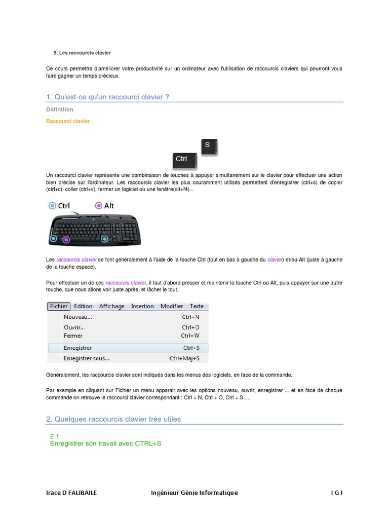 Raccourcis Clavier Essentiels pour PC | PDF | Raccourci clavier ...