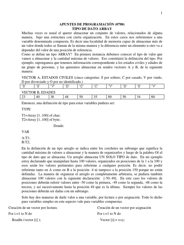 Array Como Tipo de Dato | PDF | Gestión de tecnología de la información | Informática