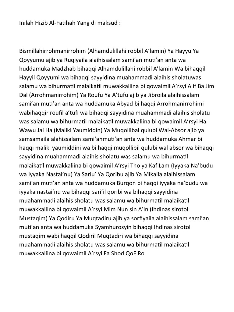 Hizib AlFATIHAH | PDF