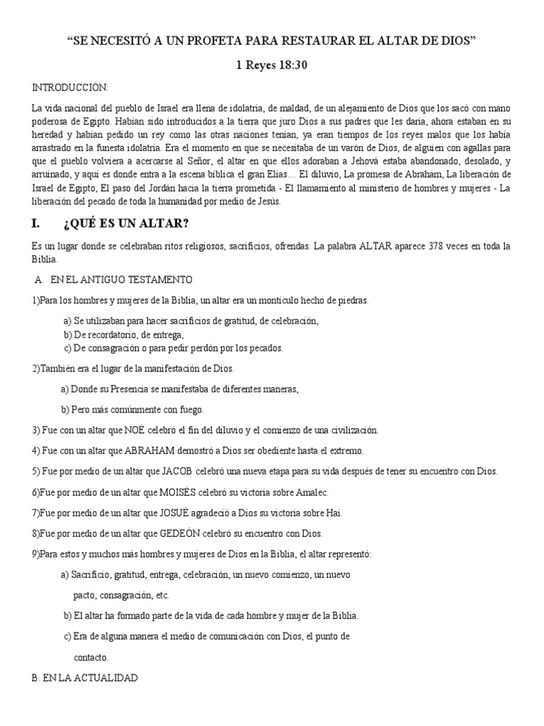 Se Necesitó A Un Profeta para Restaurar El Altar de Dios | PDF | Creencia religiosa y doctrina