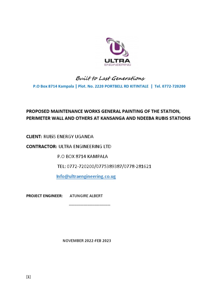 Handover Report For Ndeeba and Kansanga | PDF