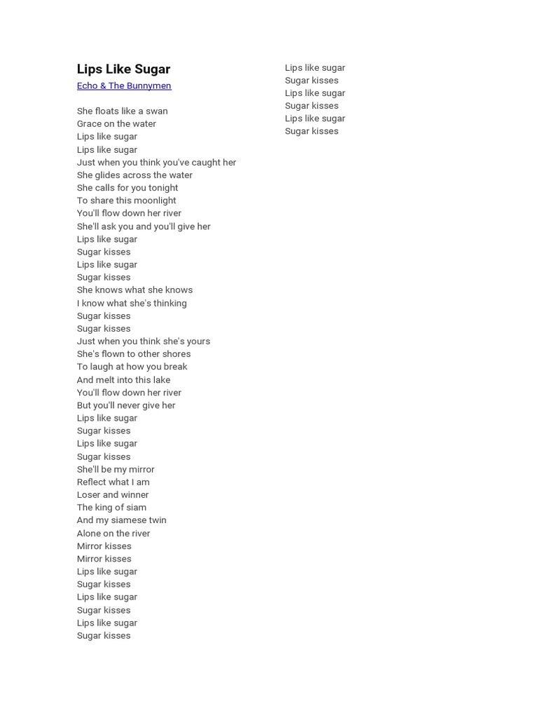 Lips Like Sugar | PDF | Poetry