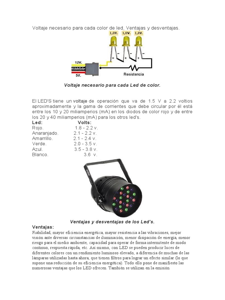 Voltajes de LEDs por Color | PDF | Informática | Tecnología