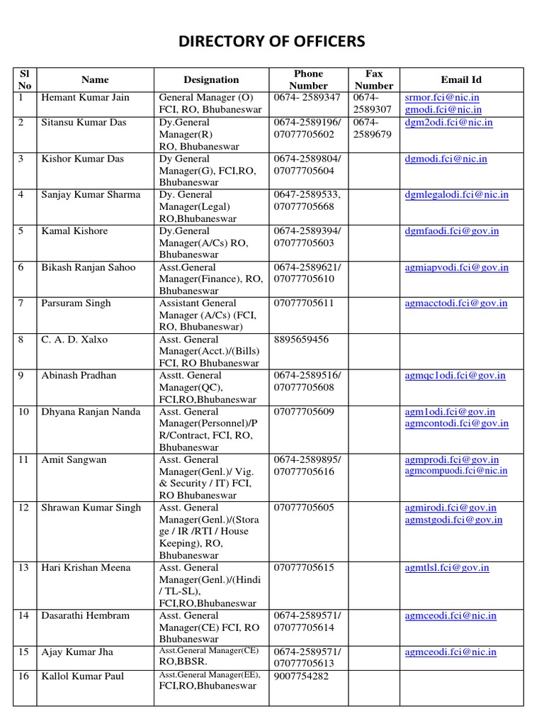 Directory of Officers | PDF