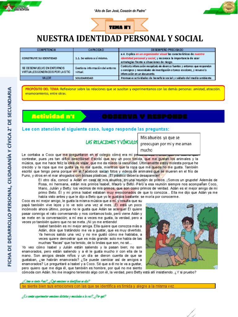 U7F1 Nuestra Identidad Personal y Social | PDF | Sicología