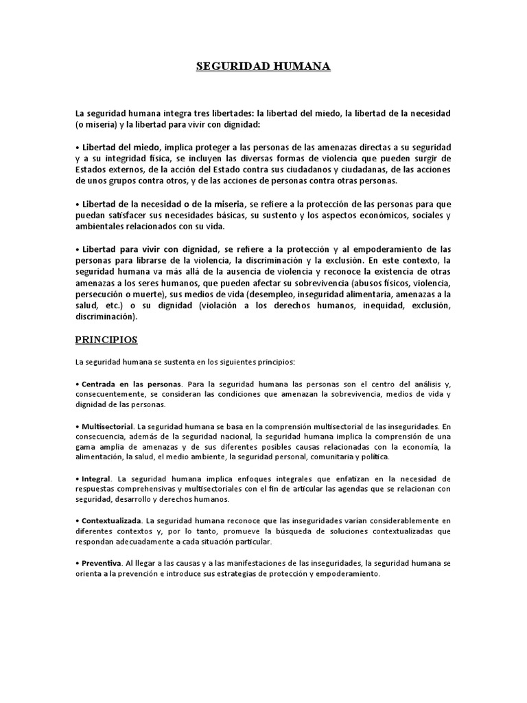 Seguridad Humana | PDF | Valores | Seguridad humana