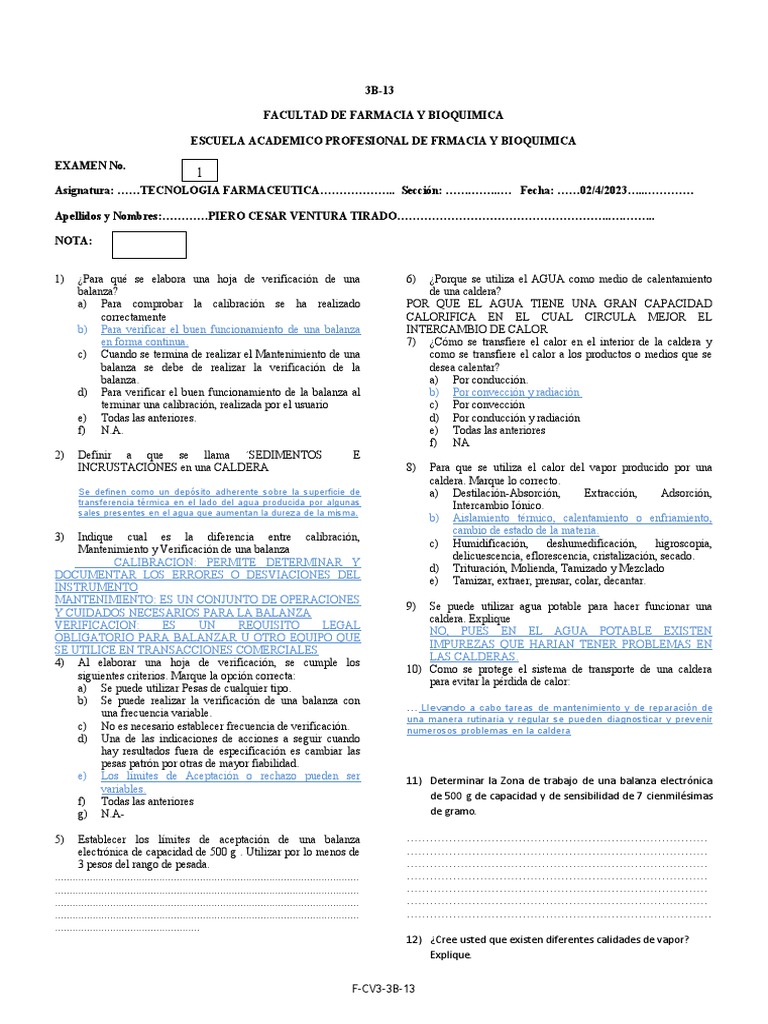 1110.-F-CV3-3B-13 Examen 2019 Piero Ventura Tirado | PDF | Agua | Calibración