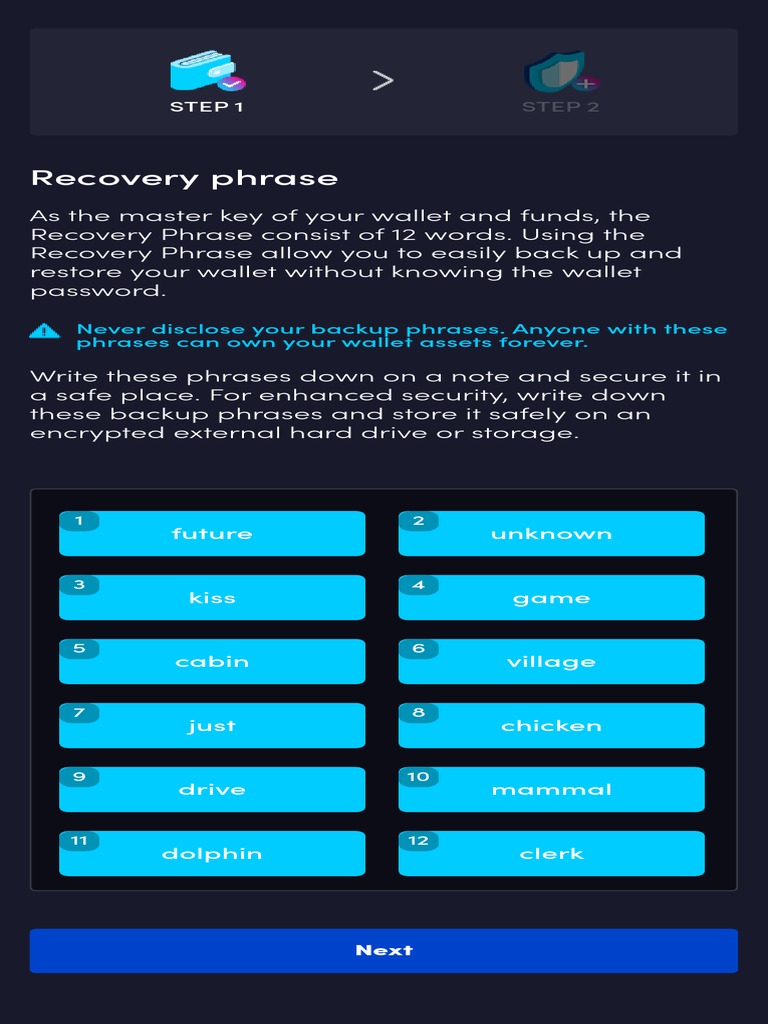 Recovery Phrase: Step 2 Step 1 | PDF