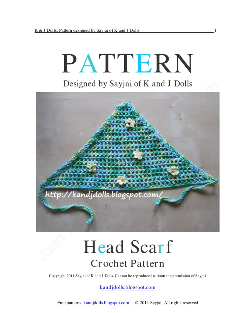 Head Scarf Crochet Pattern | Download Free PDF | Crochet | Yarn